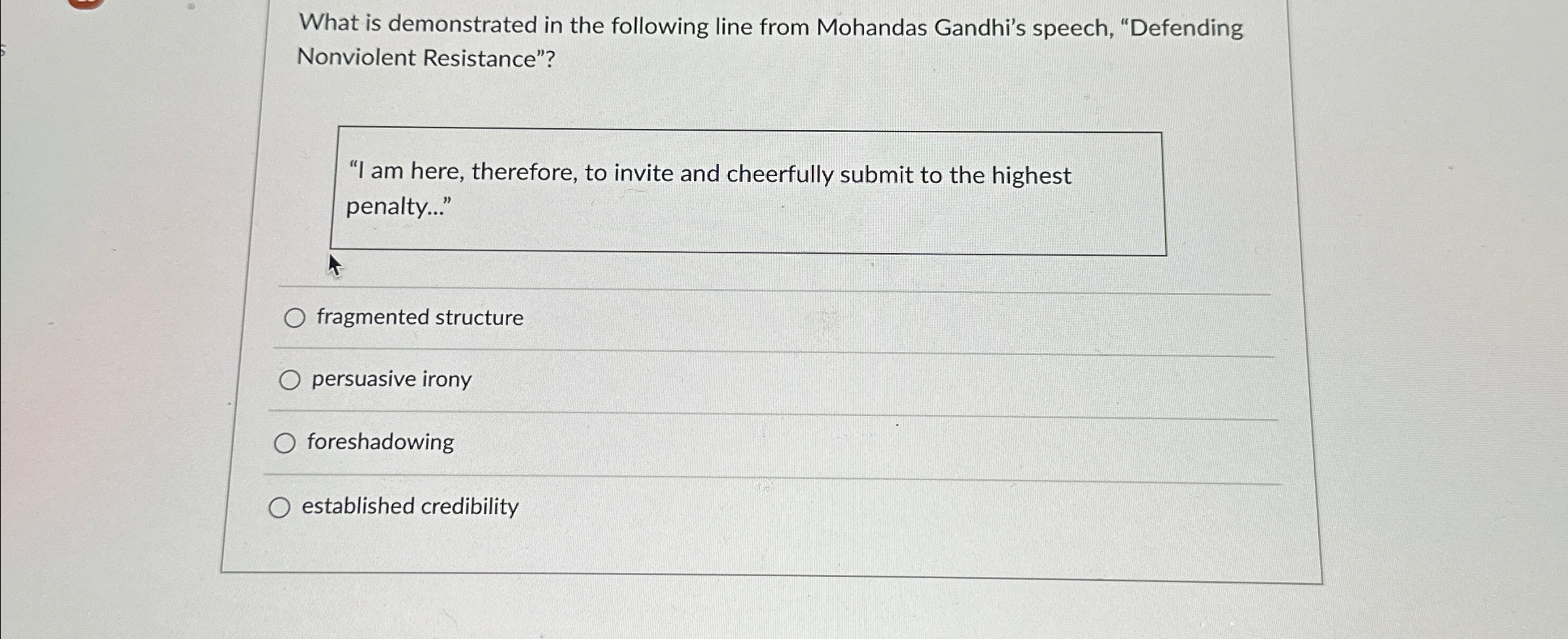 Solved What is demonstrated in the following line from | Chegg.com