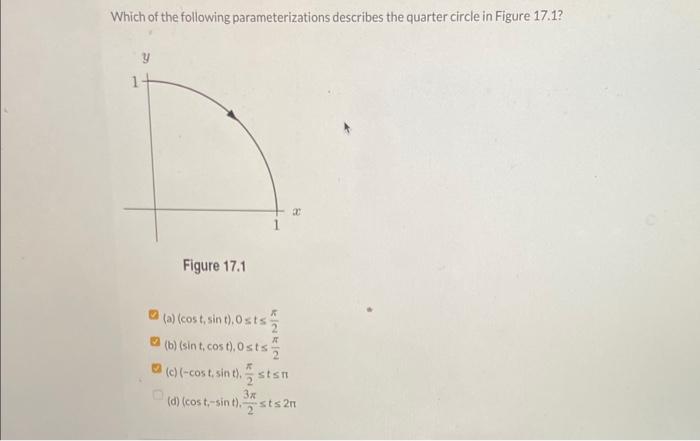 Solved Which of the following parameterizations describes | Chegg.com