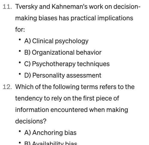 Solved Tversky and Kahneman's work on decisionmaking biases | Chegg.com