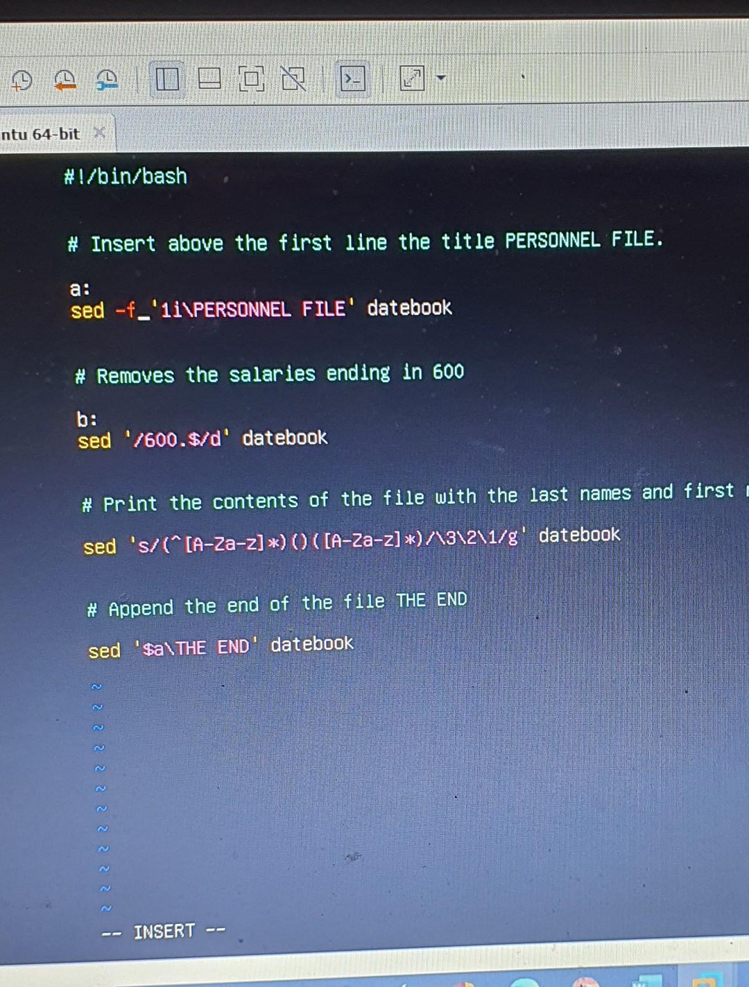 Solved I Have To Write A Sed Script That Will Insert The
