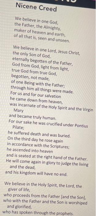 The Apostles' Creed I believe in God, the Father | Chegg.com