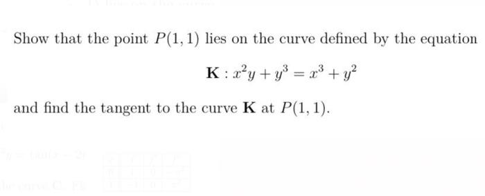 Solved Show that the point P(1,1) lies on the curve defined | Chegg.com