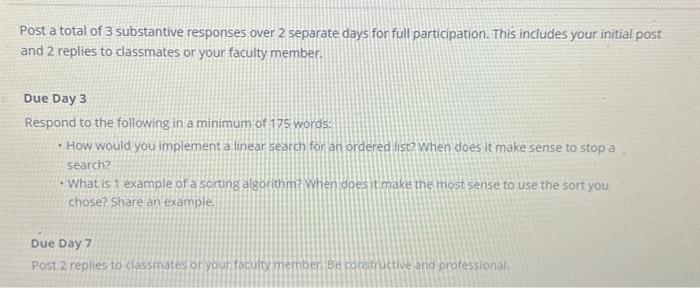 Solved Post a total of 3 substantive responses over 2 | Chegg.com
