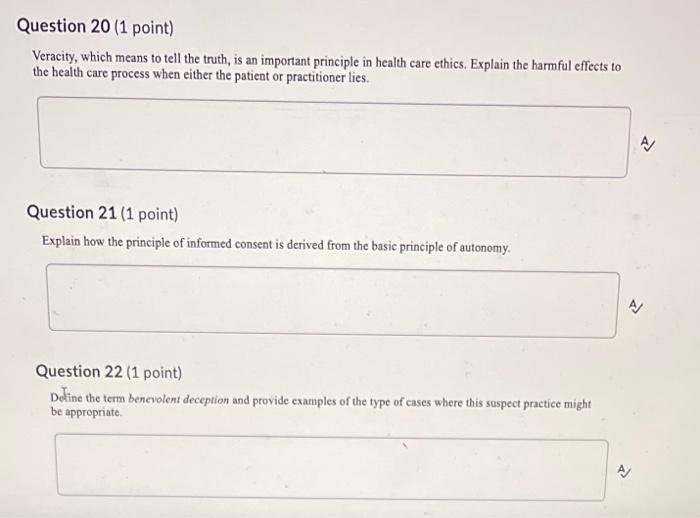 Solved Question 20 (1 point) Veracity, which means to tell | Chegg.com