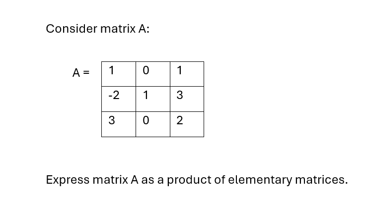 Solved Consider matrix AExpress matrix A as a product of | Chegg.com