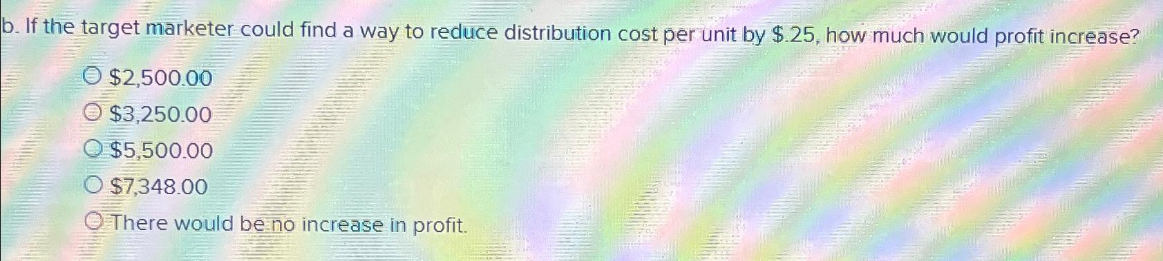 Solved b. ﻿If the target marketer could find a way to reduce | Chegg.com