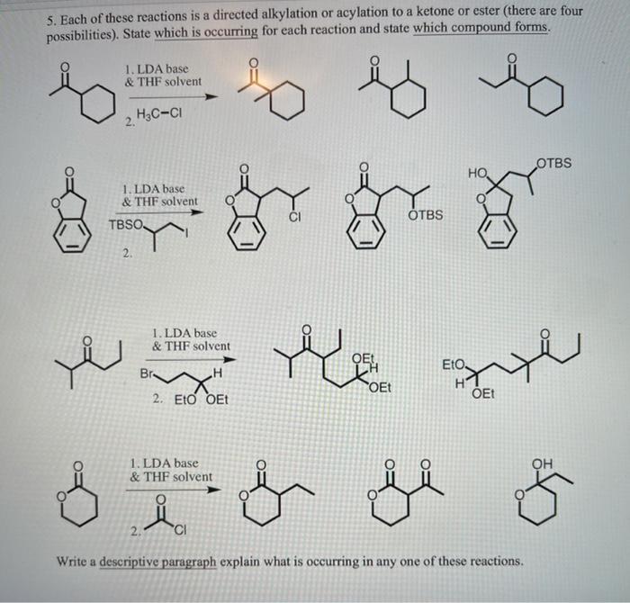 Solved 5. Each of these reactions is a directed alkylation | Chegg.com