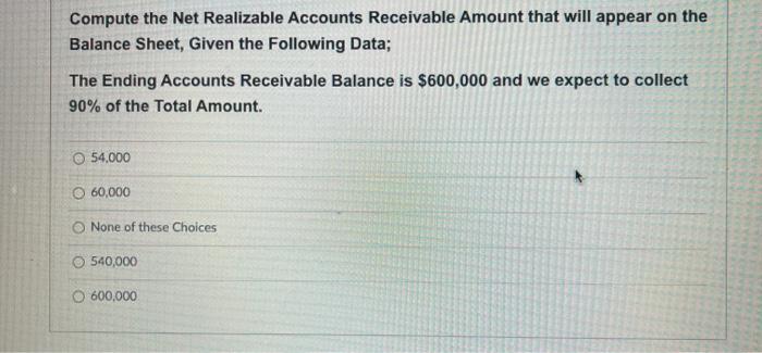 Solved Compute the Net Realizable Accounts Receivable Amount | Chegg.com