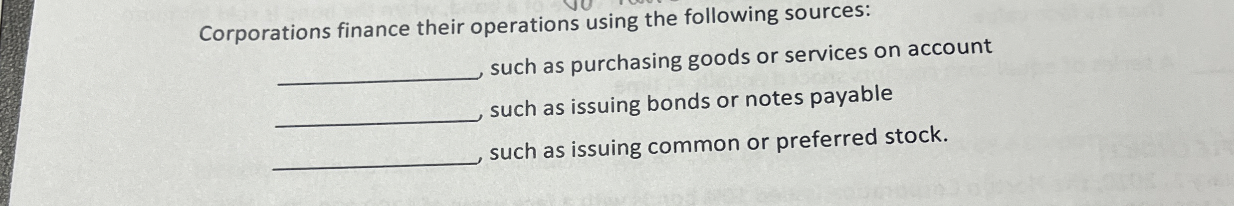 Solved Corporations finance their operations using the | Chegg.com