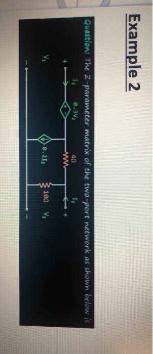 Solved Example 2 Question: The Z-parameter matrix of the | Chegg.com