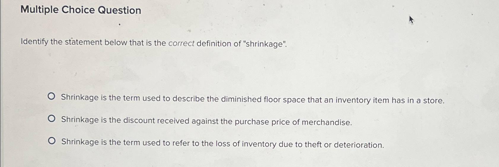 Solved Multiple Choice QuestionIdentify the statement below | Chegg.com