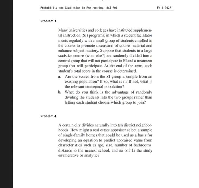 Solved Probability and Statistics in Engineering MAT 201 | Chegg.com