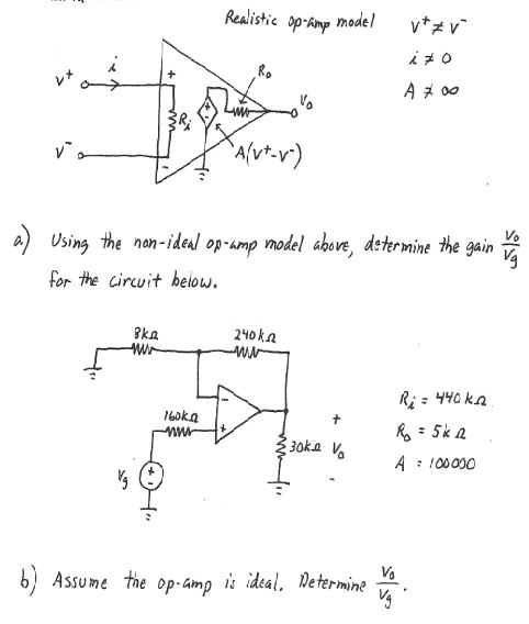 Realistic op-amp model V+ V- i O A infinity | Chegg.com