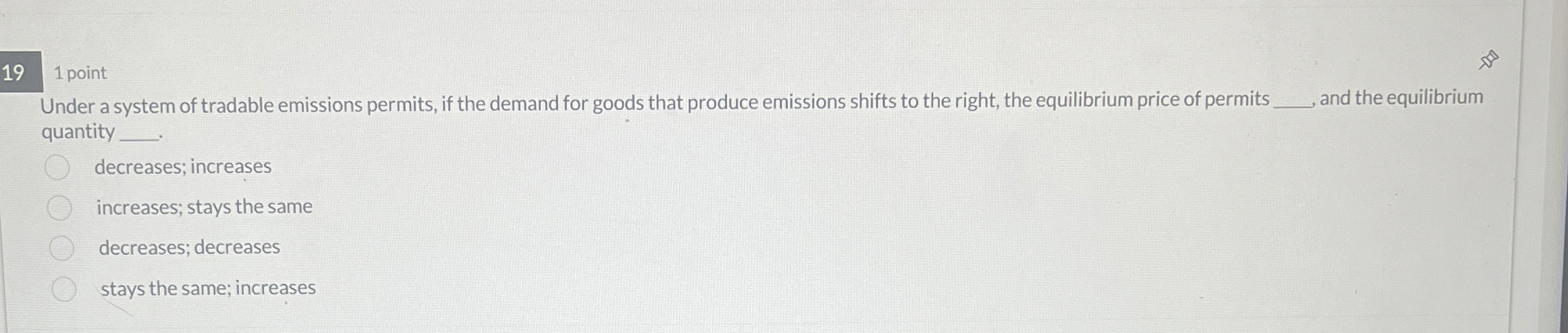 Solved 1 ﻿pointUnder a system of tradable emissions permits, | Chegg.com