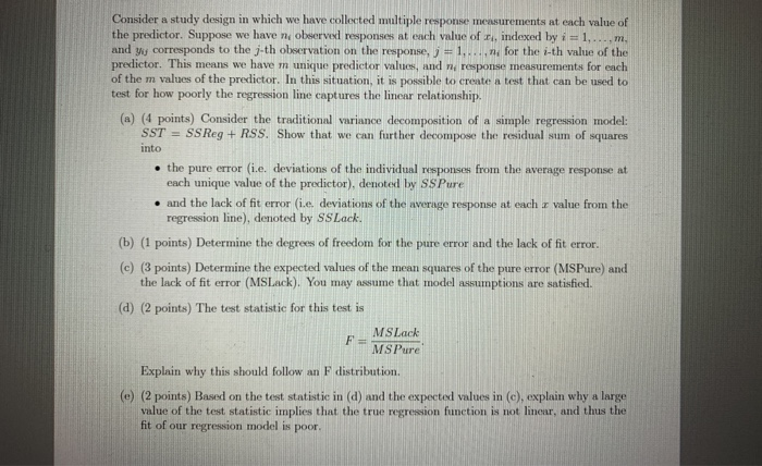 Solved Consider a study design in which we have collected | Chegg.com