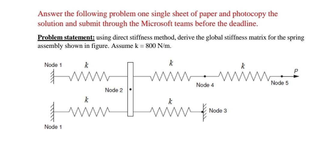 Solved using direct stiffness method, derive the global | Chegg.com Solved using direct stiffness method, derive the global | Chegg.com