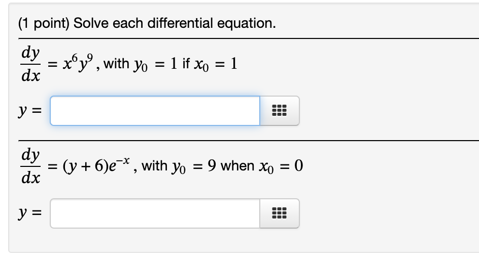 (1 ﻿point) ﻿Solve each differential | Chegg.com