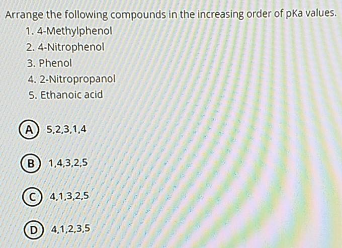 Solved Arrange the following compounds in the increasing | Chegg.com