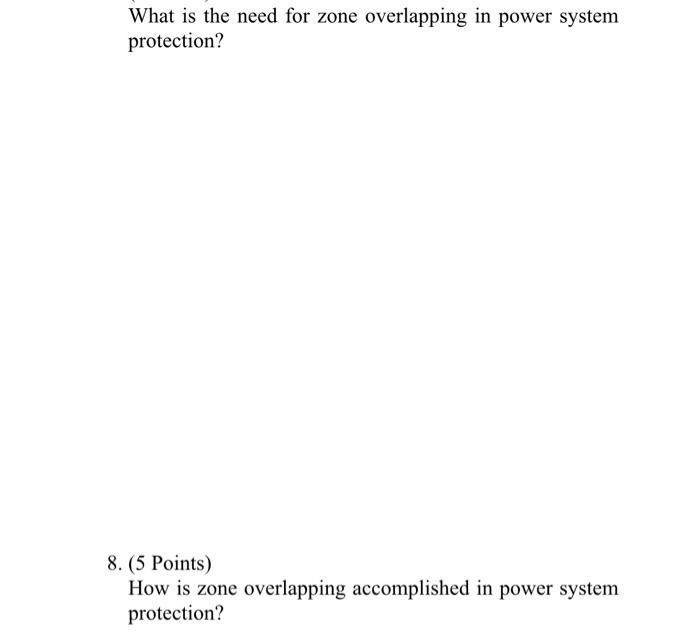 Solved What is the need for zone overlapping in power system | Chegg.com