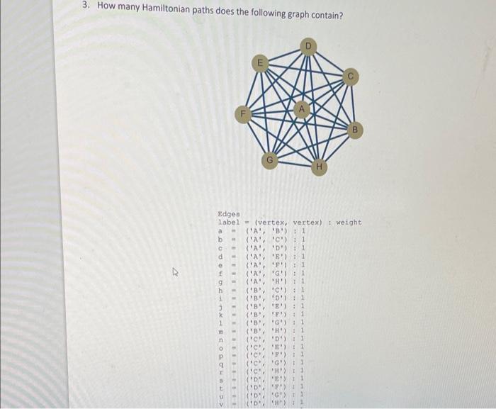 Solved 3. How many Hamiltonian paths does the following | Chegg.com