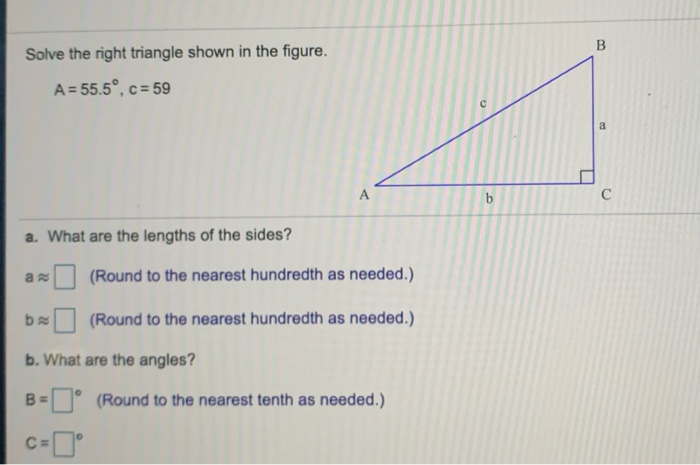 Solved Solve the right triangle shown in the figure. A = | Chegg.com