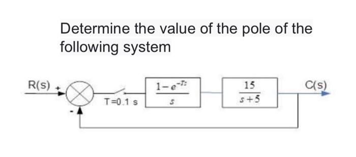 Solved Determine the value of the pole of the following | Chegg.com