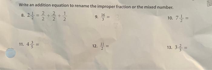 Solved Write an addition equation to rename the improper | Chegg.com