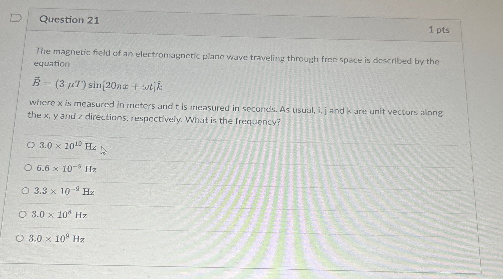 Solved Question 211 ﻿ptsThe magnetic field of an | Chegg.com