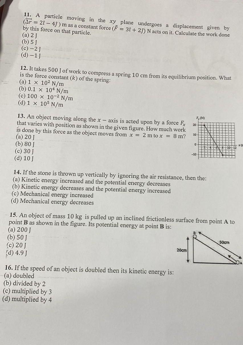 Solved 11. A particle moving in the xy plane undergoes a | Chegg.com
