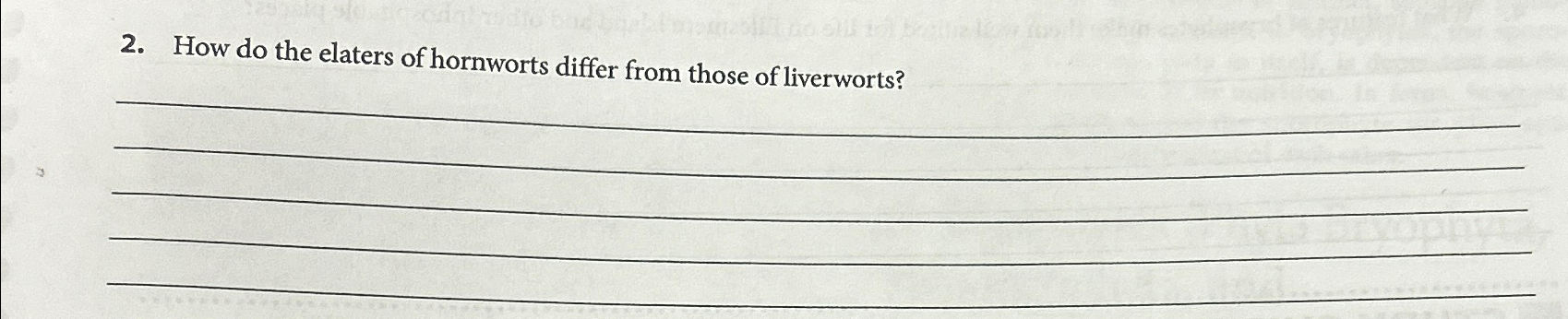 Solved How do the elaters of hornworts differ from those of | Chegg.com