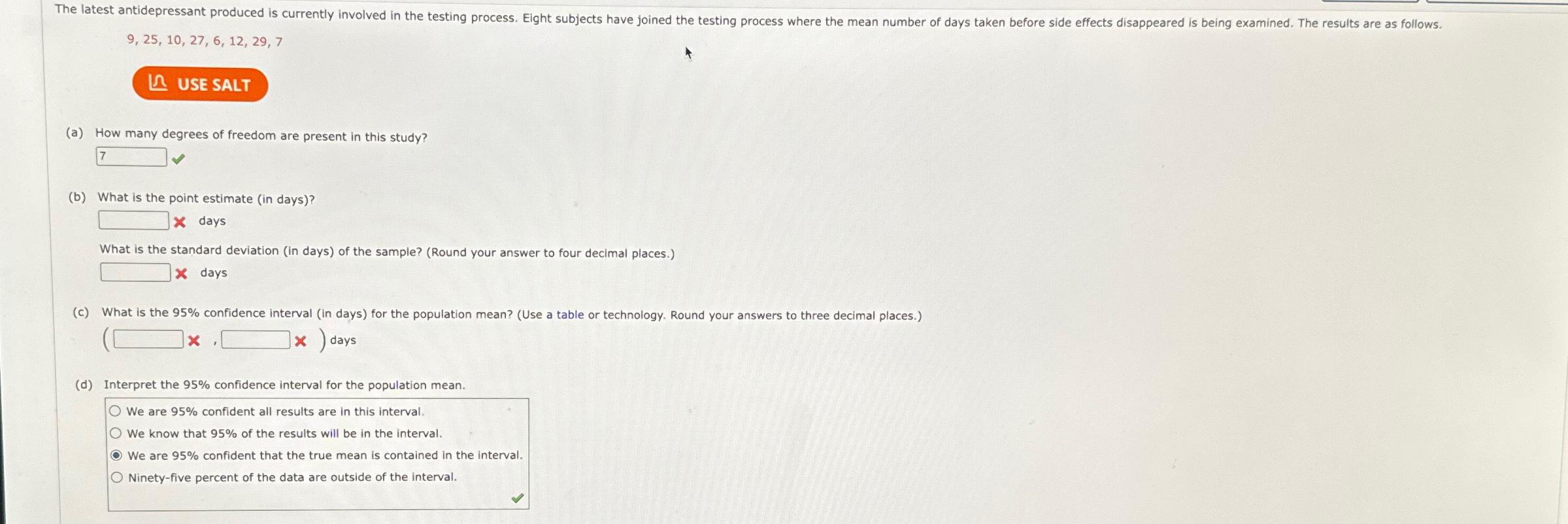 Solved 9,25,10,27,6,12,29,7(a) ﻿How many degrees of freedom | Chegg.com
