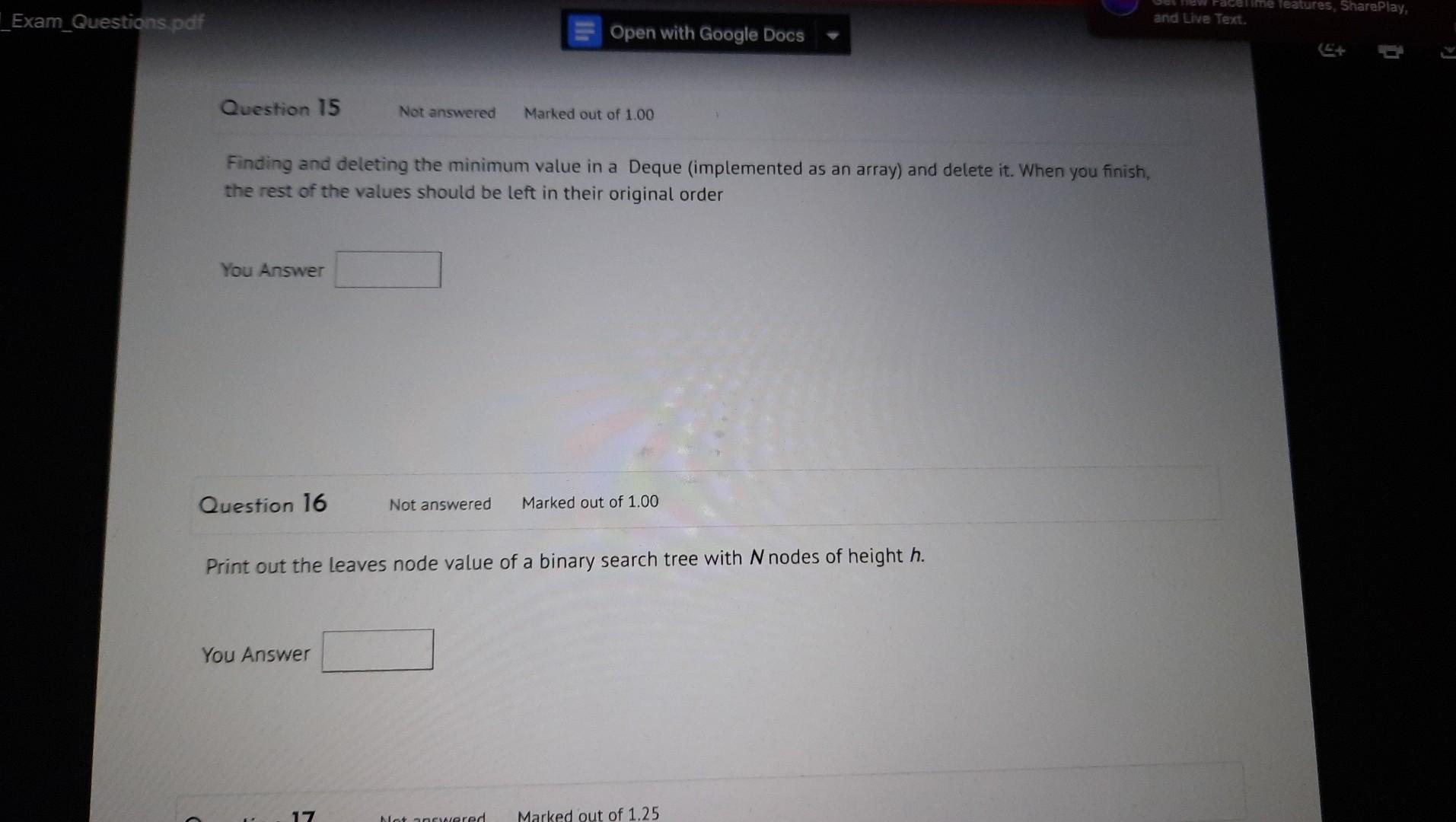 Solved Finding and deleting the minimum value in a Deque | Chegg.com