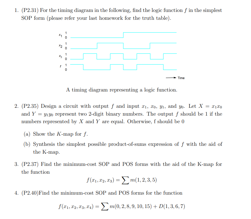 Solved ( ﻿P 2.31 ) ﻿For the timing diagram in the following, | Chegg.com