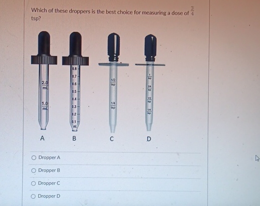 Solved Which of these droppers is the best choice for | Chegg.com