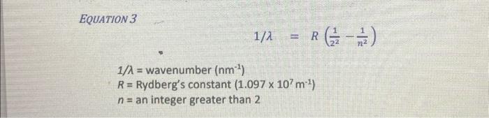 Solved 2-B. Obtain a value of R (Rydberg's Constant) by | Chegg.com