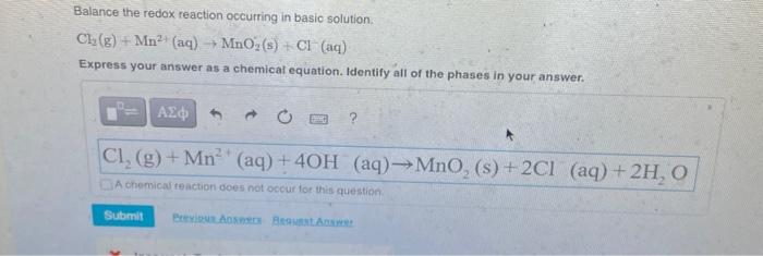Solved Balance the redox reaction occurring in basic | Chegg.com
