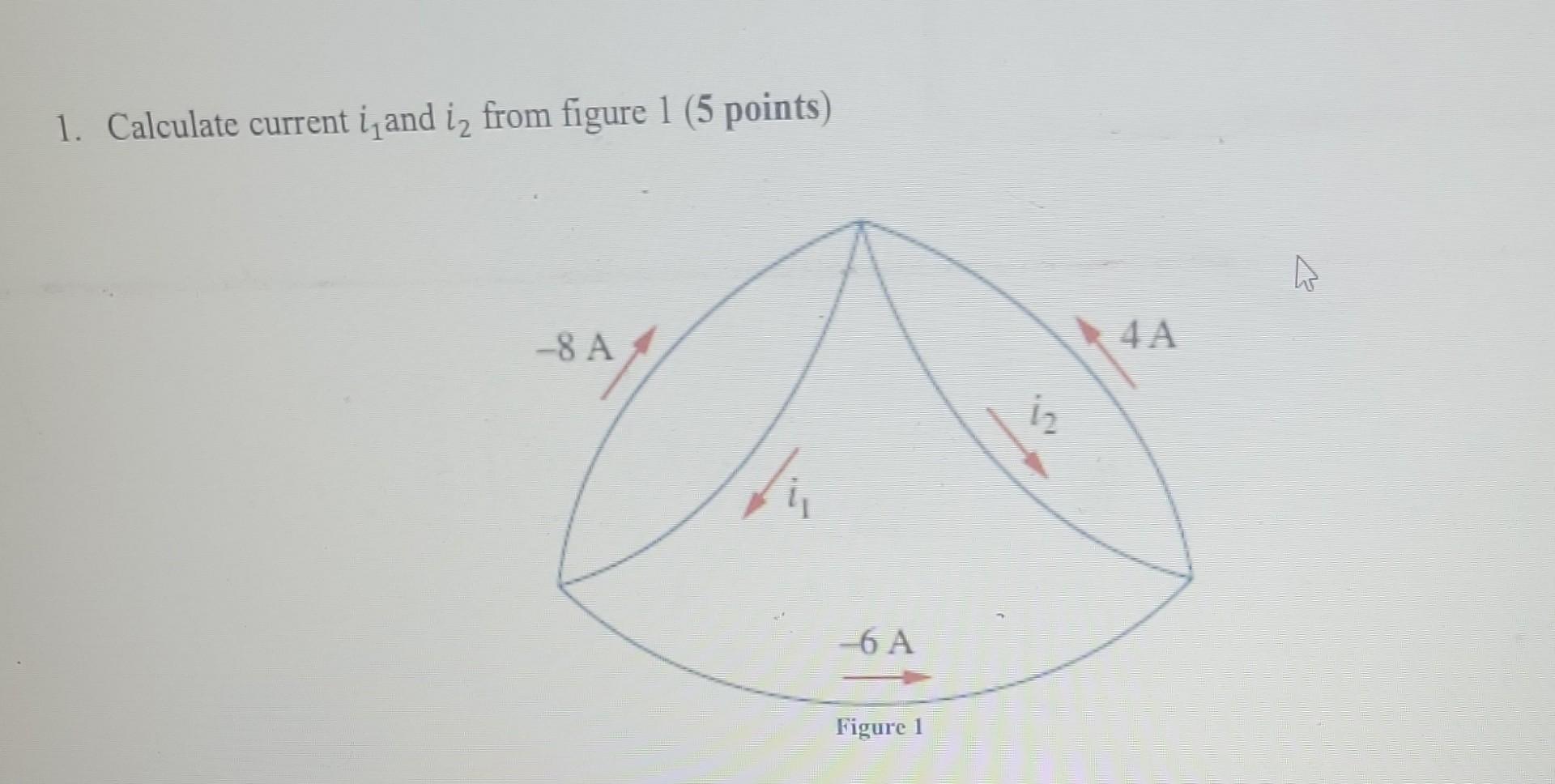 Solved 1. Calculate current i1 and i2 from figure 1 (5 | Chegg.com