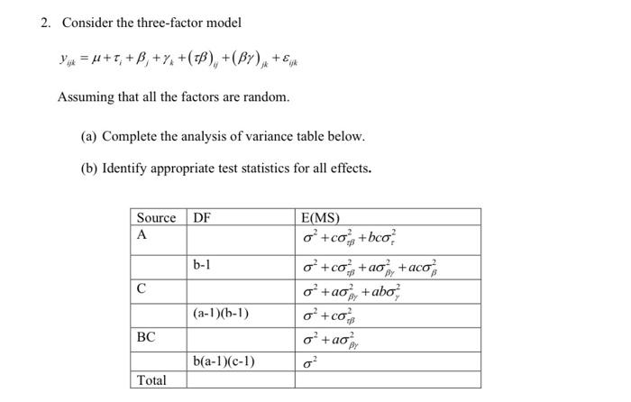2. Consider the three-factor model | Chegg.com