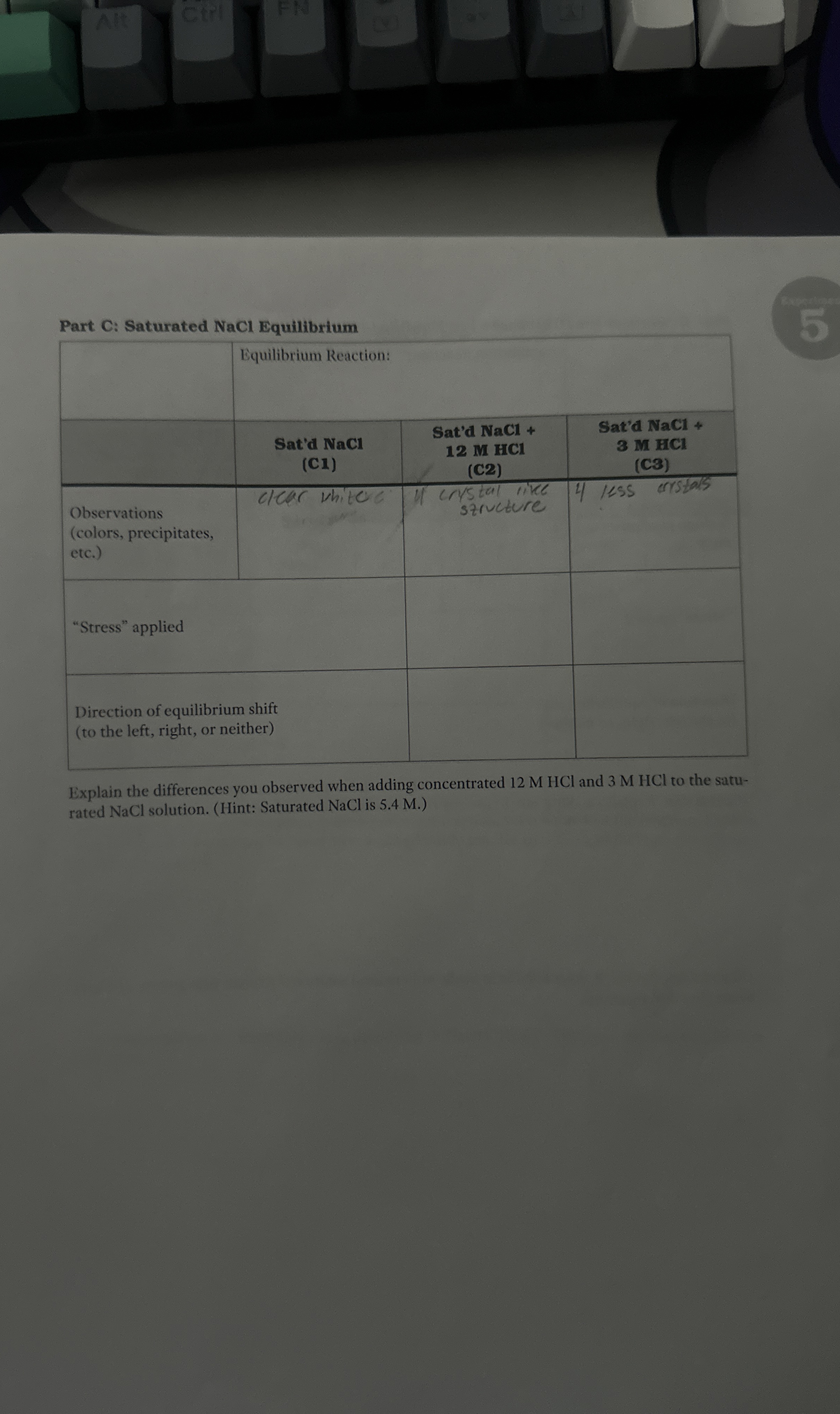 Solved Part C: Saturated NaCl | Chegg.com