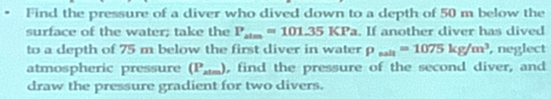 Solved Find the pressure of a diver who dived down to a | Chegg.com