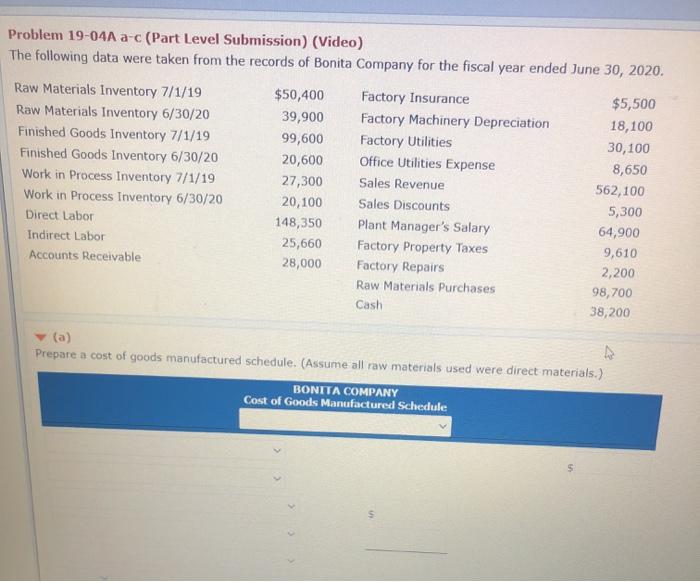 Solved Problem 19-04A a-c (Part Level Submission) (Video) | Chegg.com