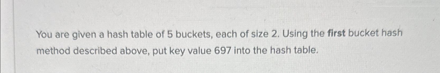 Solved You are given a hash table of 5 ﻿buckets, each of | Chegg.com