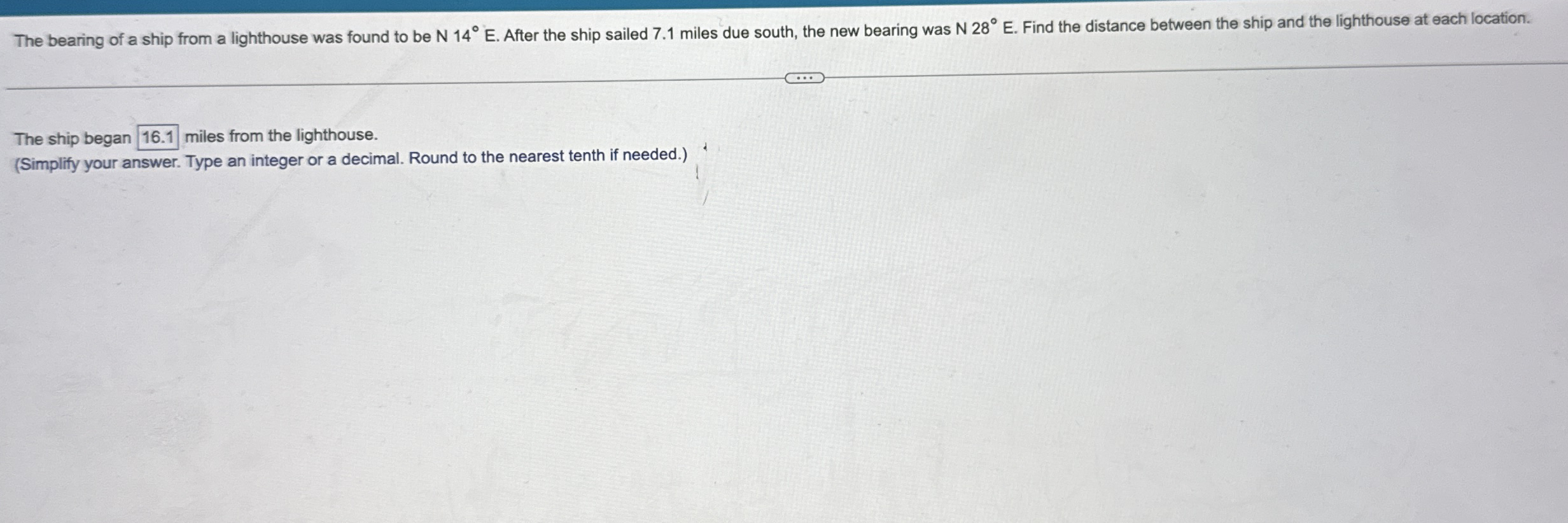 Solved The bearing of a ship from a lighthouse was found to | Chegg.com
