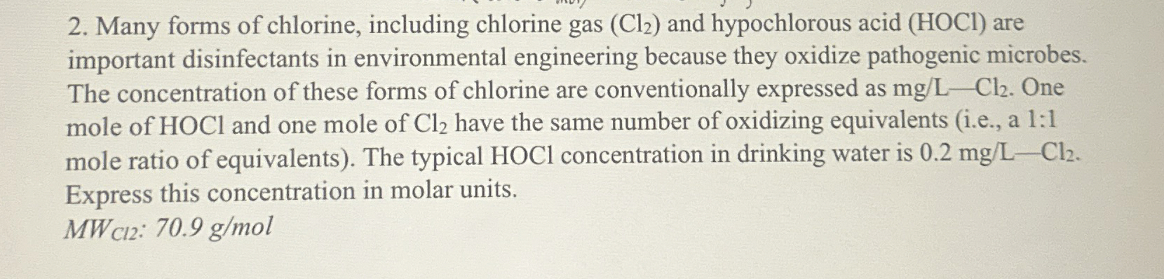 Solved Many forms of chlorine, including chlorine gas (Cl2) | Chegg.com