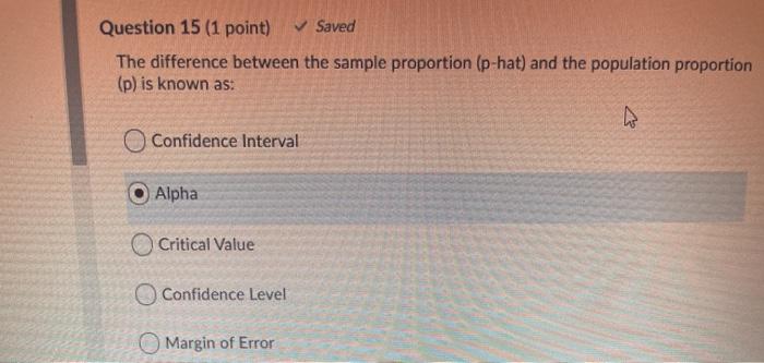 Solved the differnce between the sample proportion (p-hat) | Chegg.com
