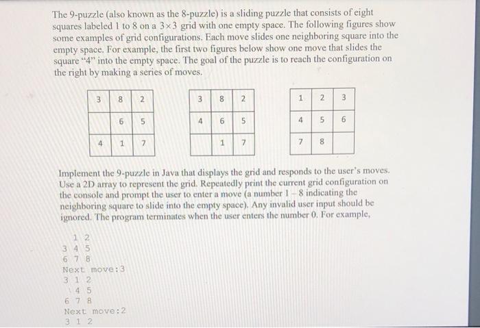 Solved The 9-puzzle (also known as the 8-puzzle) is a | Chegg.com