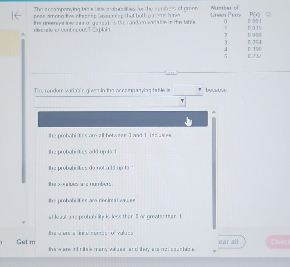 Solved The accompanying table lists probabilities for the | Chegg.com