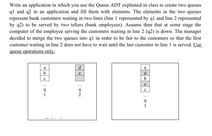 Solved Write an application in which you use the Queue ADT | Chegg.com