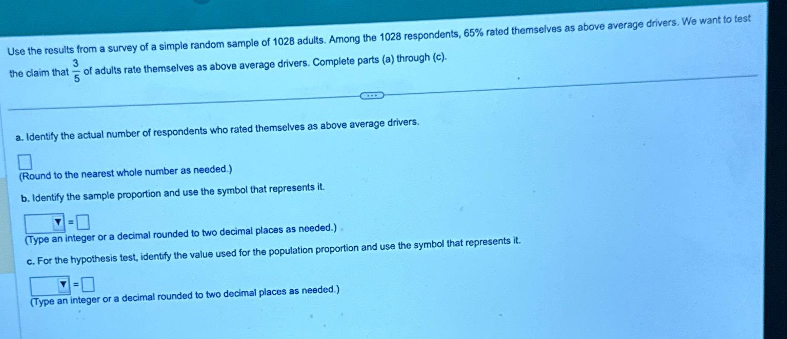 Solved Use the results from a survey of a simple random | Chegg.com