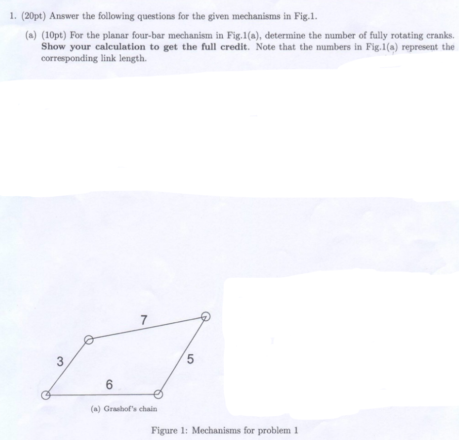 Solved Figure 1: Mechanisms for problem 1 | Chegg.com